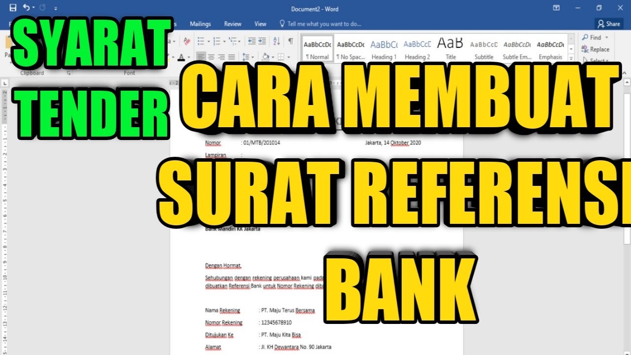 Cara Membuat Surat Referensi Bank | Mahir Office - YouTube