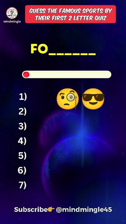 Guess the 7 famous sports by their first 2 letters in 60 seconds? # ...