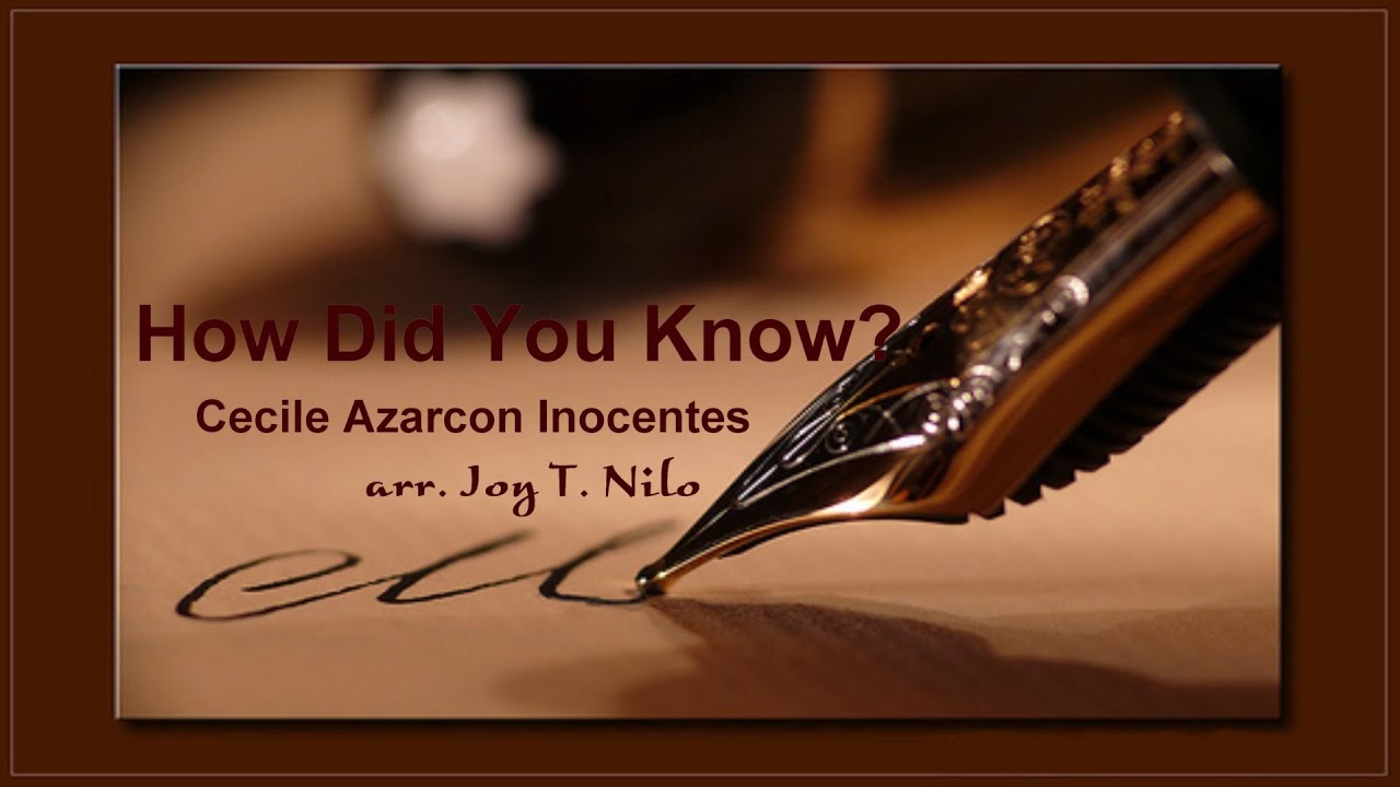 AZARCON's How Did You Know arr. Joy T. Nilo - YouTube
