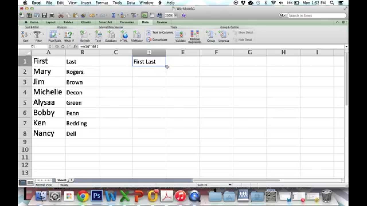 Splitting and Combing Columns in Excel - YouTube