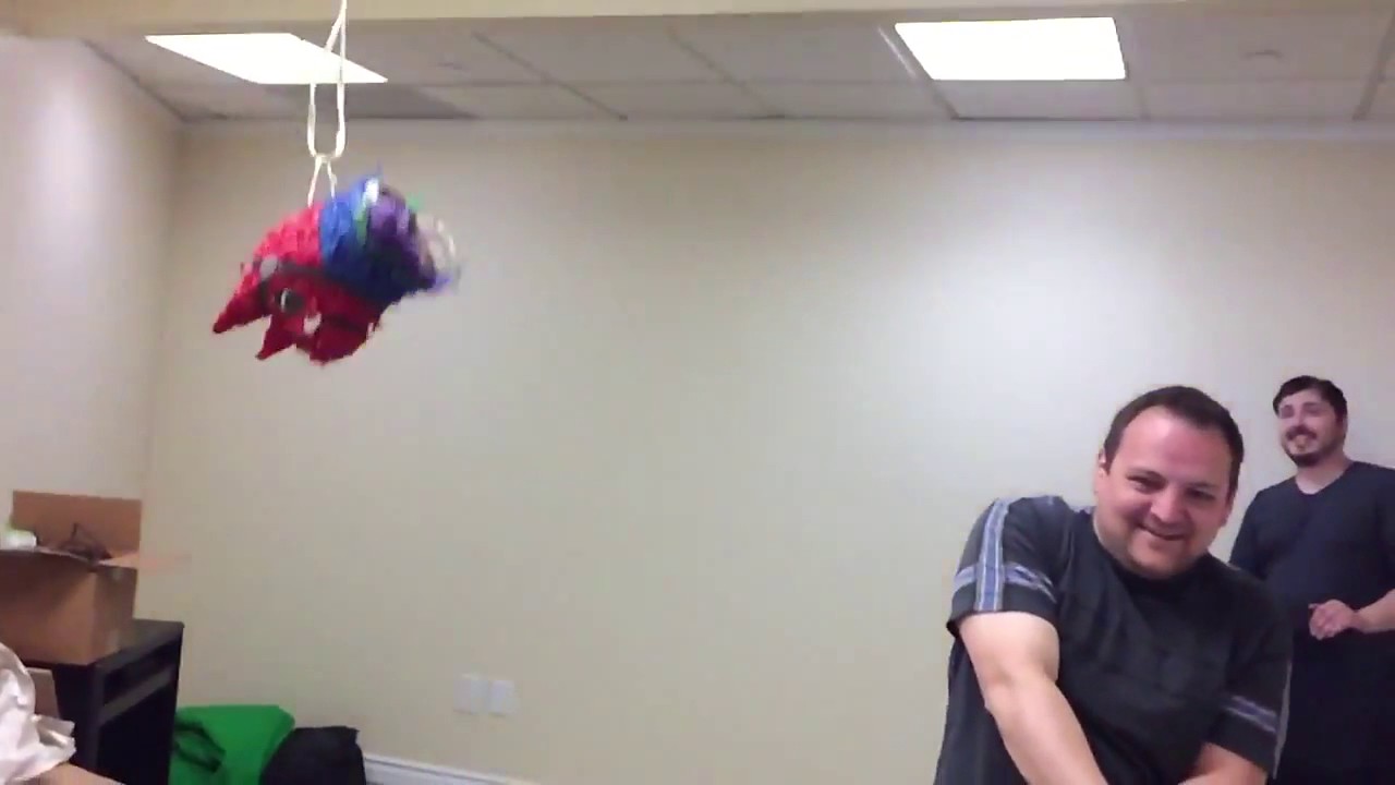 EGM Office Hijinks Piñata Destruction - YouTube
