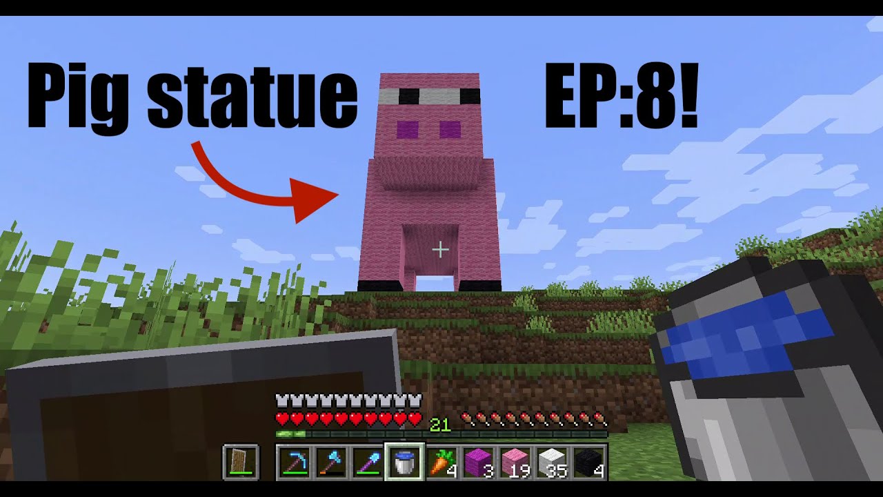 Minecraft, Episode 8: I BUILT A PIG STATUE - YouTube