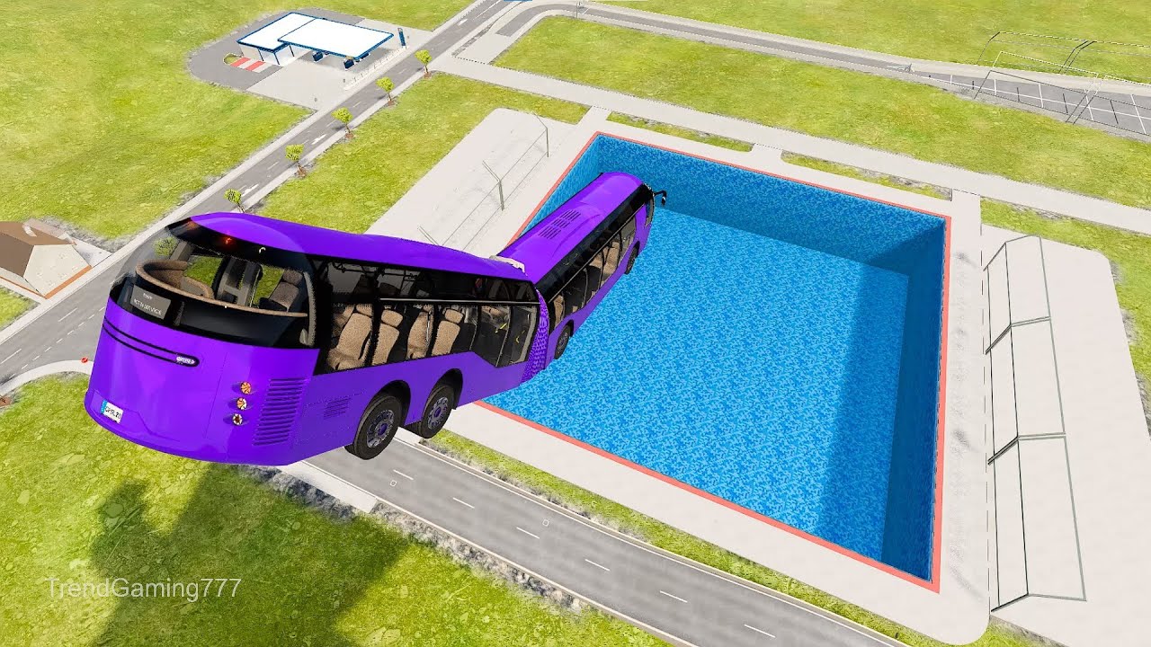 High Speed Cars Jumping In Pools - BeamNG.Drive - YouTube
