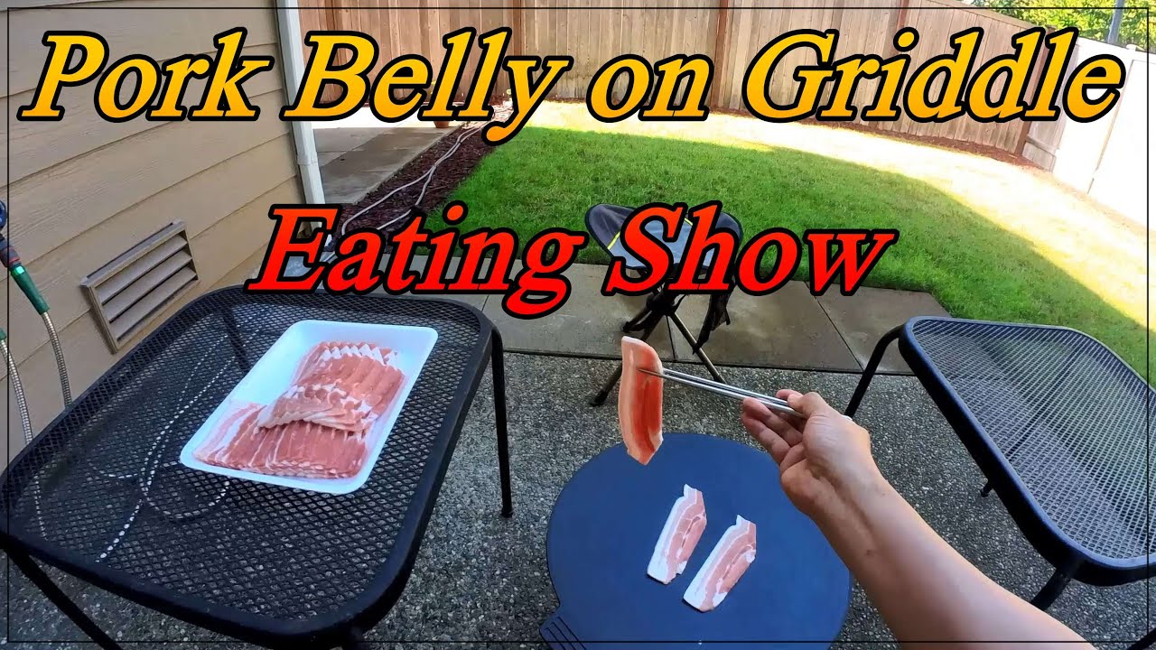 Bayou Classic 17" Cast Iron Griddle: Pork Belly Eating Show - YouTube