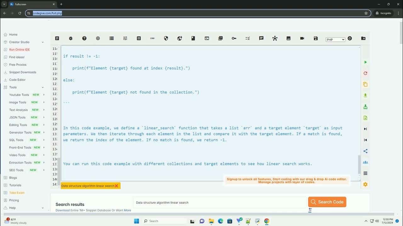 Data structure algorithm linear search - YouTube