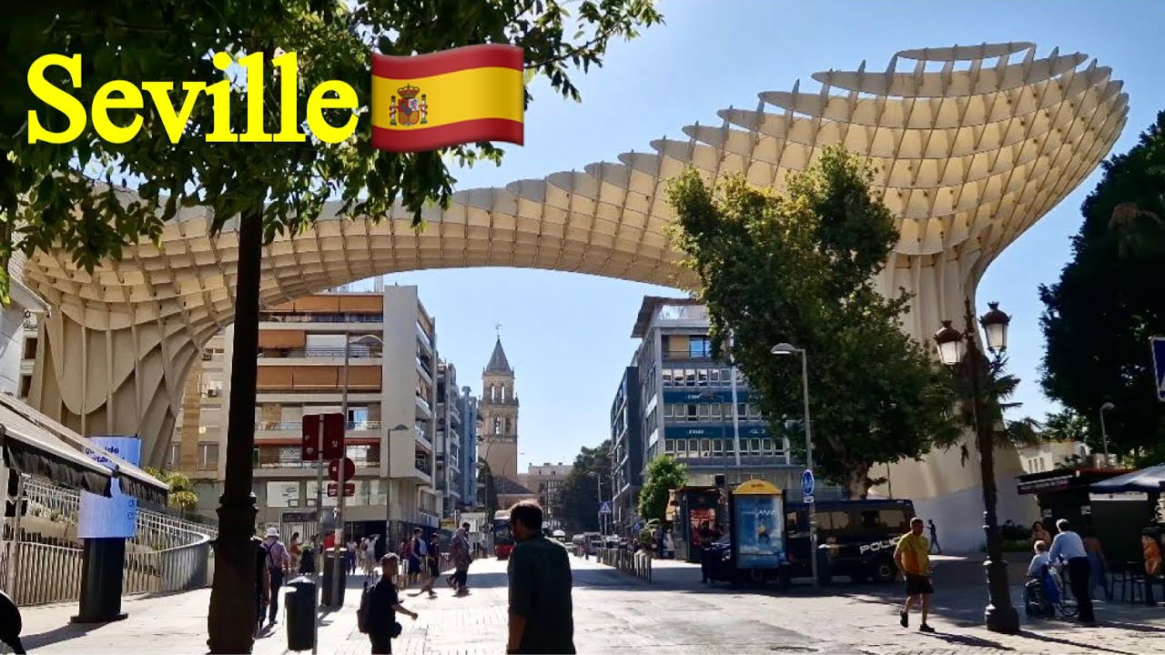 Sevilla Morning walking tour. City downtown walk in summer - YouTube