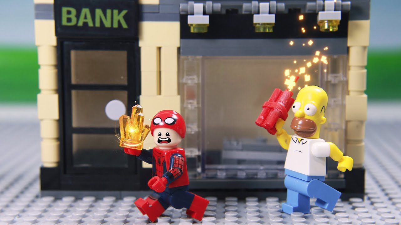 Lego Simpsons Spider Man How To Build a Lego Bank And Simpsons Bank ...