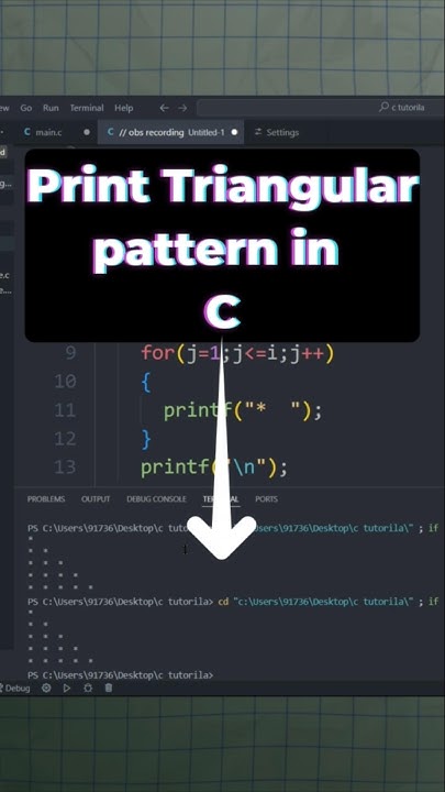 Print Star Triangular Pattern in C programming. #programming #cprogramming #cprogrammingvideo ...