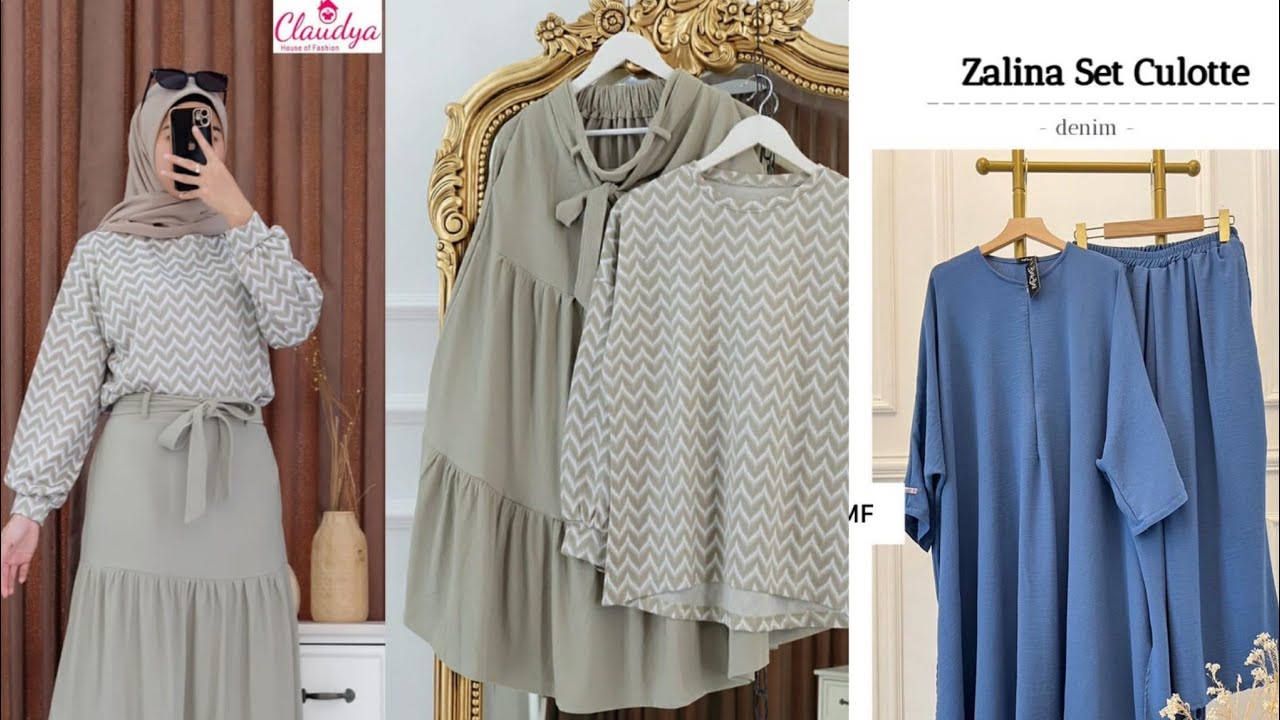 Baju one set kulot dan rok ukuran all size model simpel - YouTube