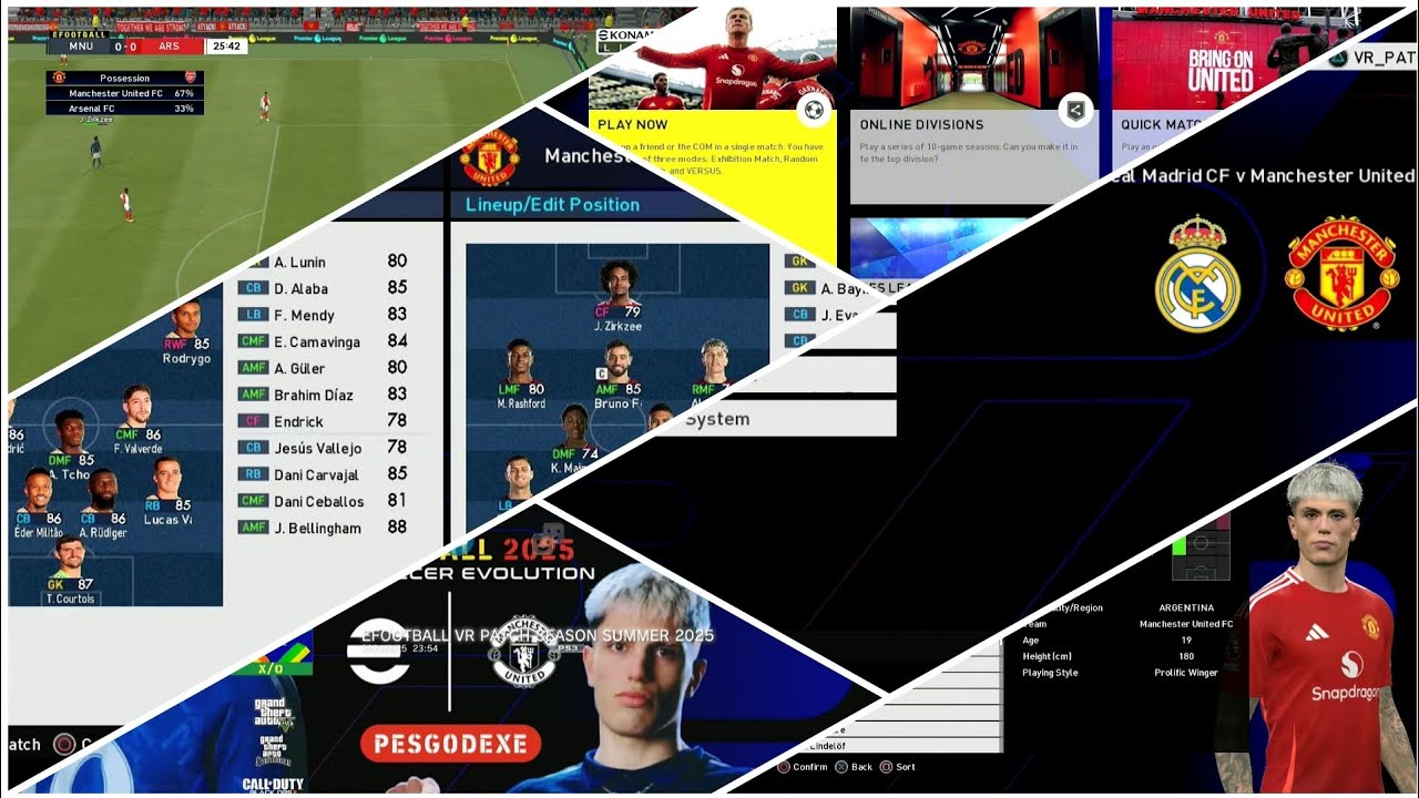 REVIEW TEMA MENU MANCHESTER UNITED EFOOTBALL PES2025 VR_PATCH SUMMER ...