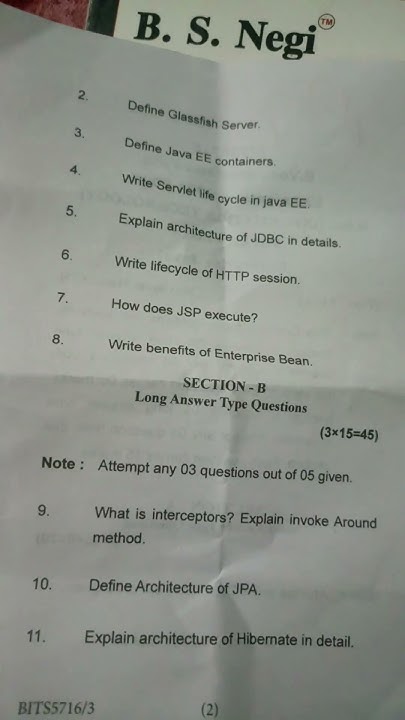 Enterprise Java😎🌝 question Paper 5th sem BscIT2024 #youtubeshorts #ssju ...