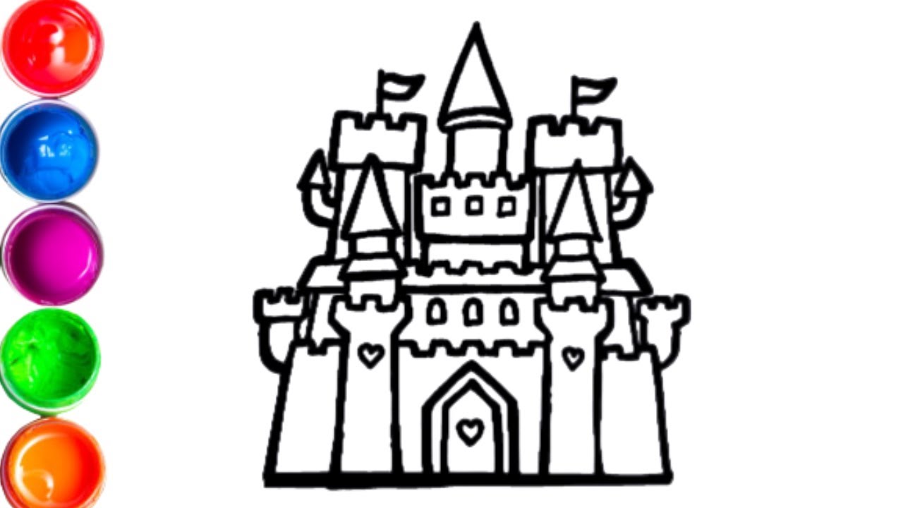 How to draw Castle, Drawing, Coloring, Painting for Kids & Toddlers ...
