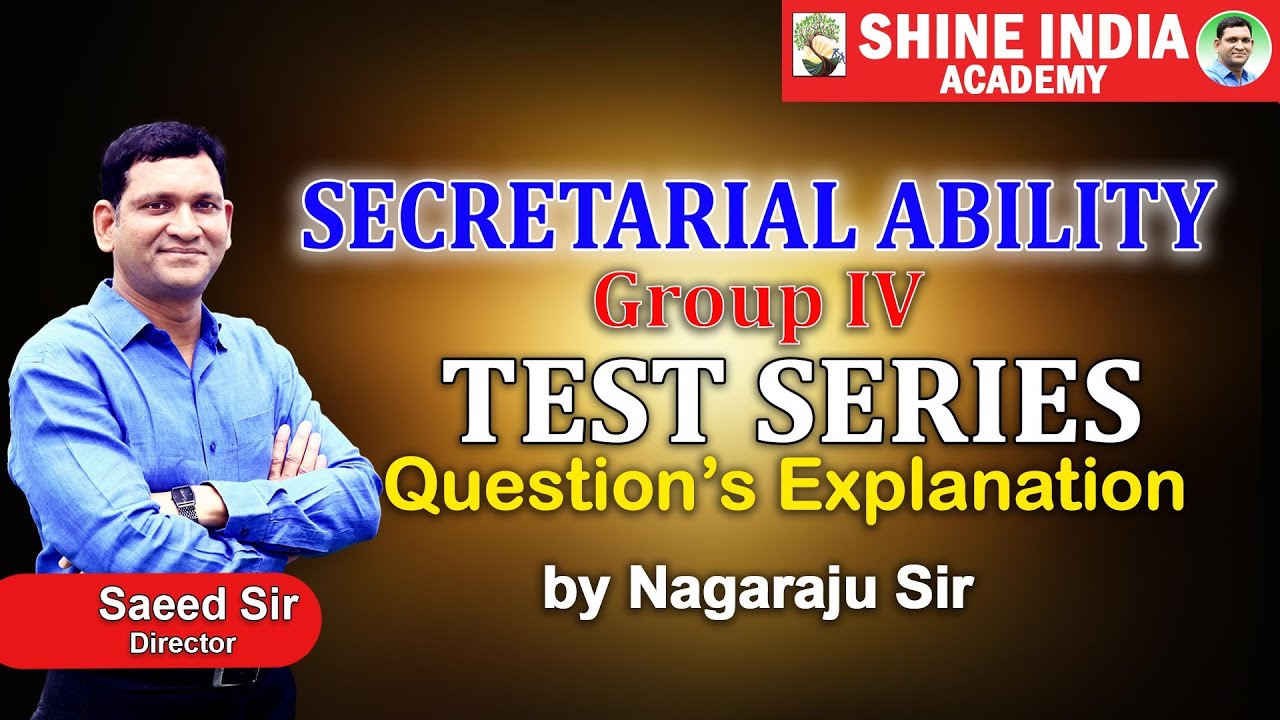 GROUP IV TEST SERIES SECRETARIAL ABILITY BY NAGARAJU SIR Question ...