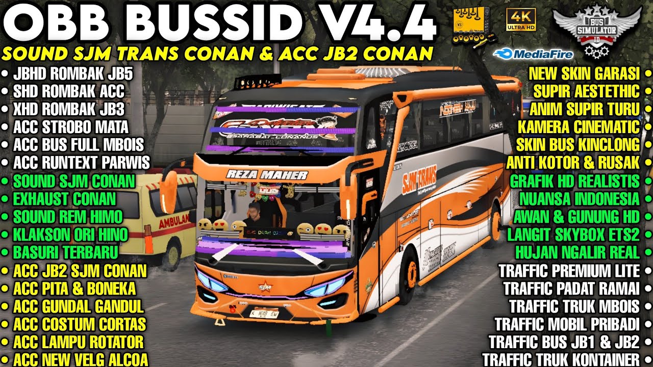 OBB BUSSID V4.4 SOUND HINO SJM TRANS CONAN | ACC JB2 SHD SJM TRANS ...