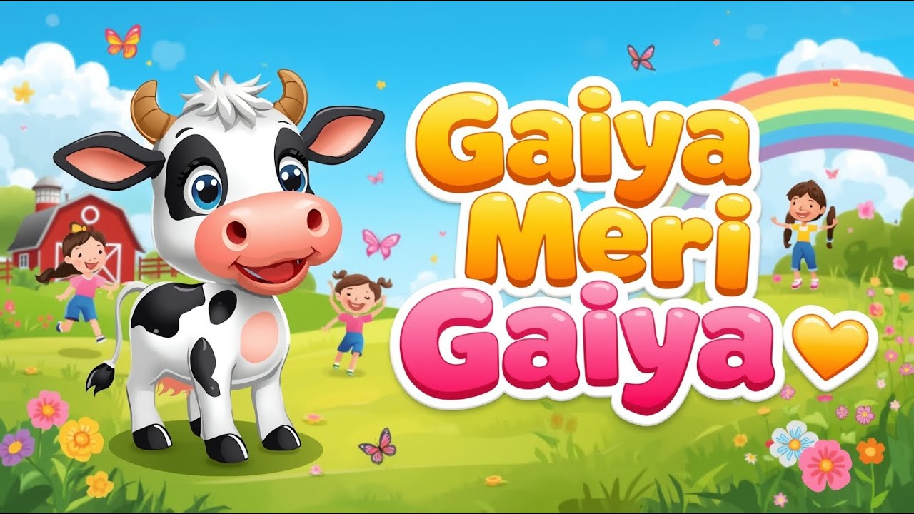 Gaiya Meri Gaiya | Cute Cow Rhyme for Kids | Hindi Cartoon Song ...