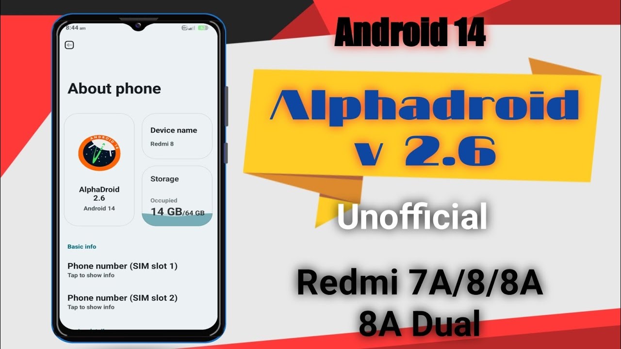 Redmi 8 New Alphadroid v2.6 Custom Rom ! Mi439 New Alphadroid v2.6 ! Android 14 ! Redmi 7A,8,8A ...