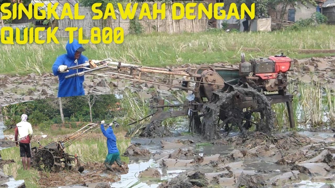 Singkal sawah menggunakan traktor Quick TL800 - YouTube
