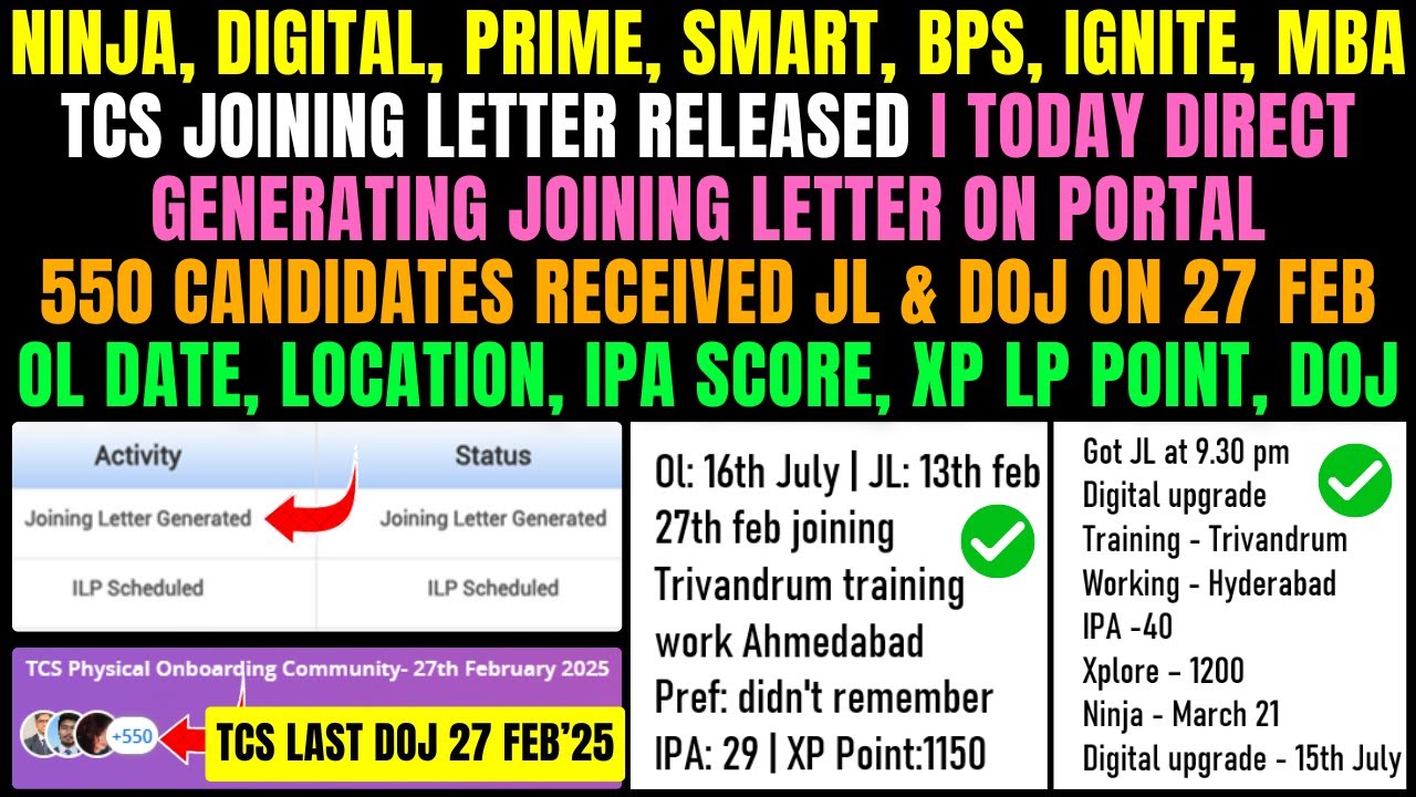 🔥TCS Ninja | Digital | Prime | Upgraded Joining Letter Released | TCS Joining Letter 2024-2025 ...