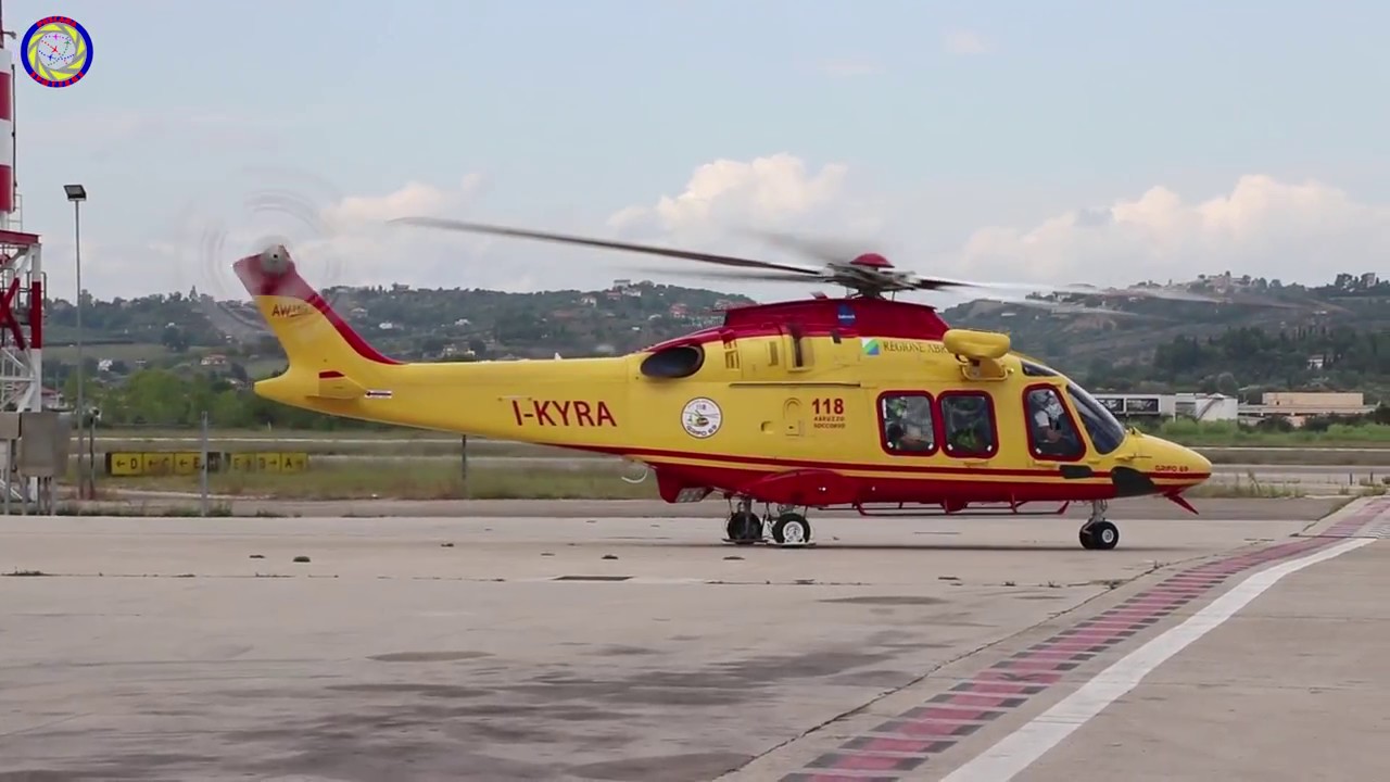 Departure AW169 HEMS I-KYRA "GRIFO69" @ Pescara airport (LIBP/PSR ...