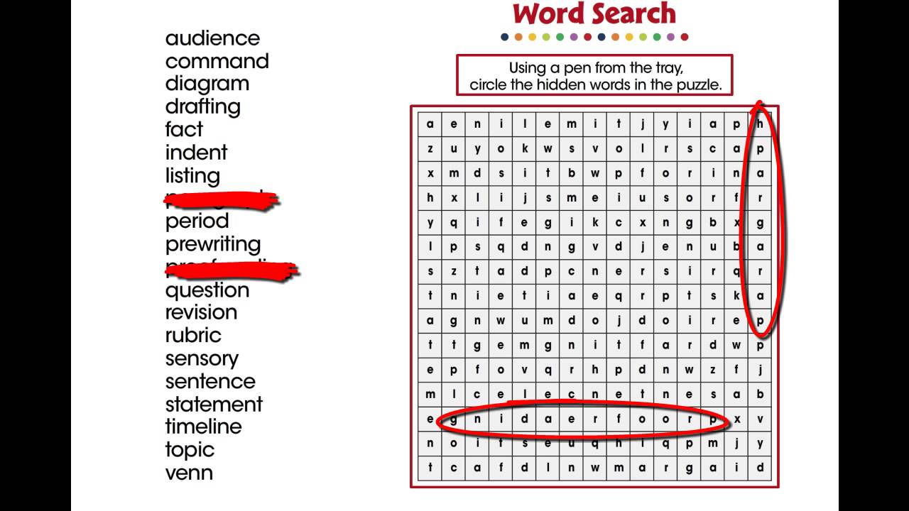 CC7104 How to Write a Paragraph: Word Search Mini - YouTube