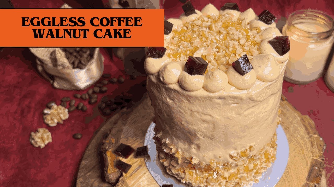 Coffee Walnut Cake with Whipped Caramel Frosting Walnut Crunch and ...