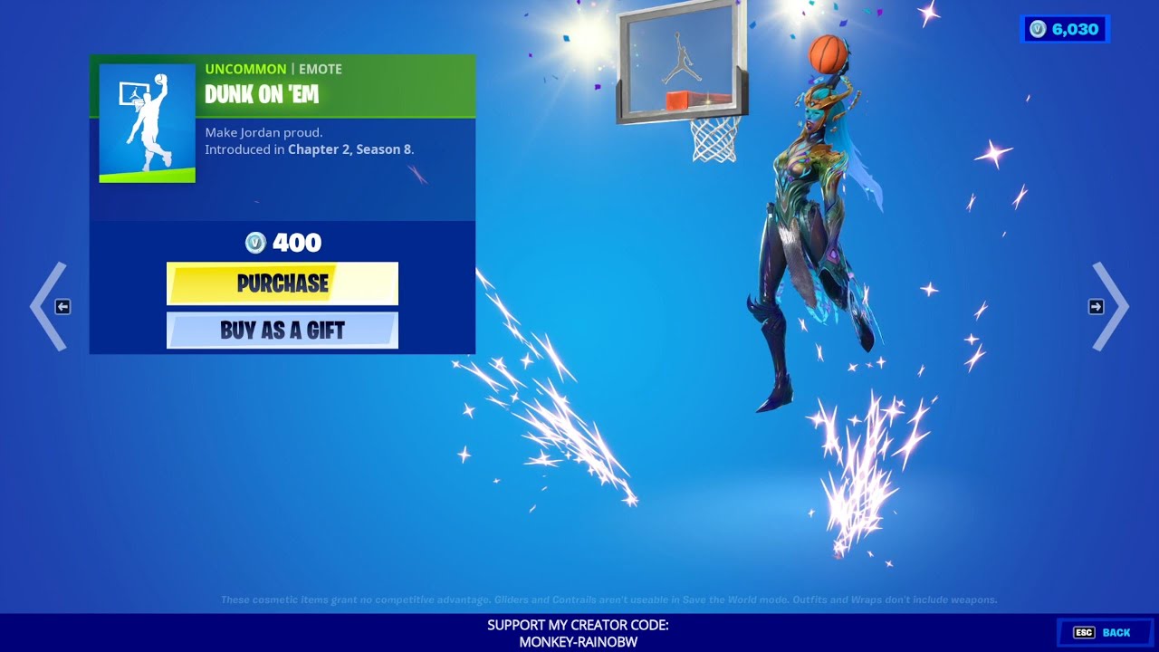 Fortnite Cube Queen does Michael Jordan New Dunk on 'Em Emote - YouTube