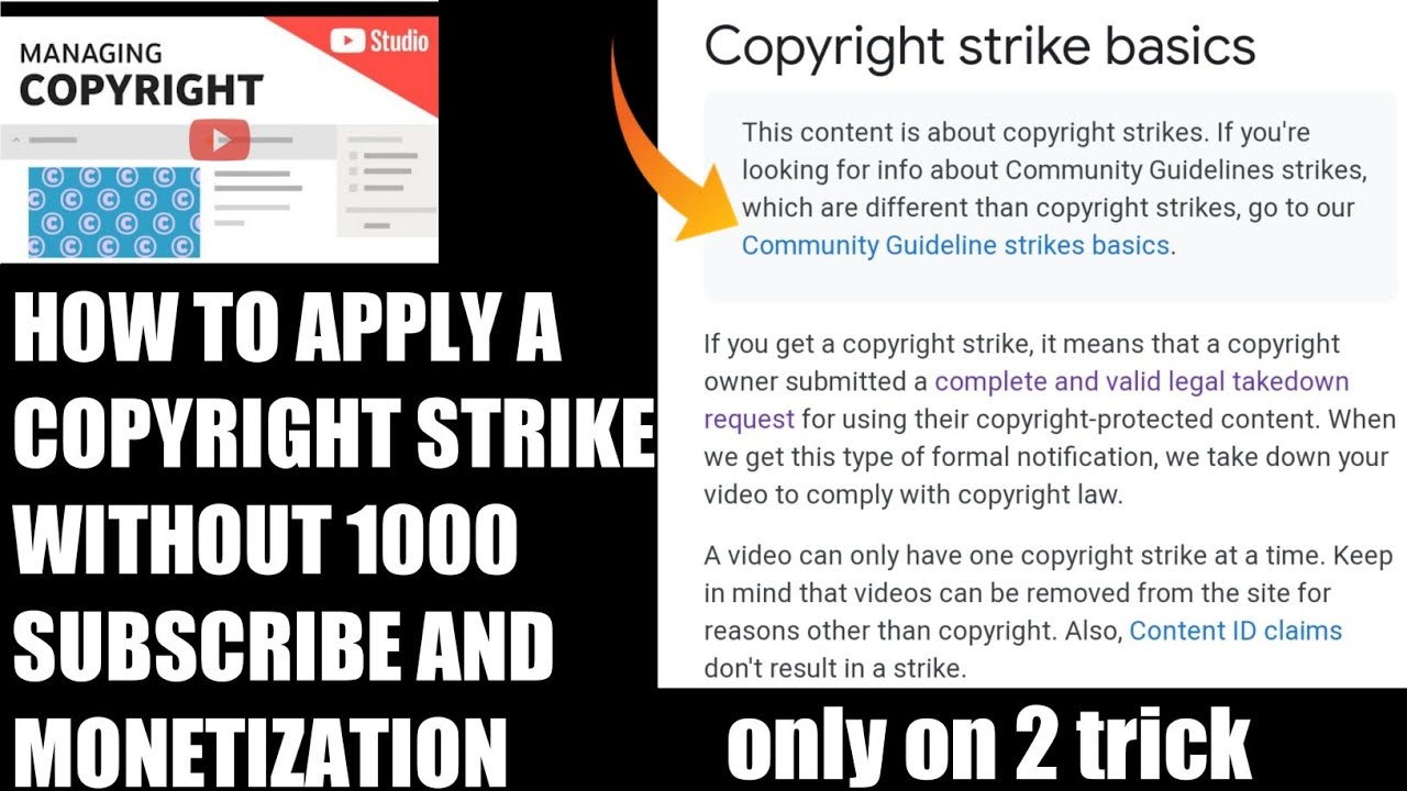 how to apply a copyright strike without 1000 subscribers and ...