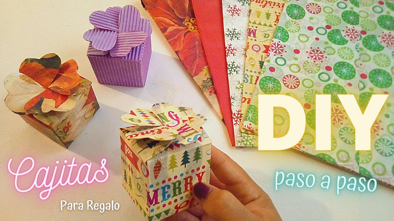 🎁DIY Cajitas para regalo🎄Cómo hacer cajitas paso a paso + Molde, cajitas para dulces/Navidad ...