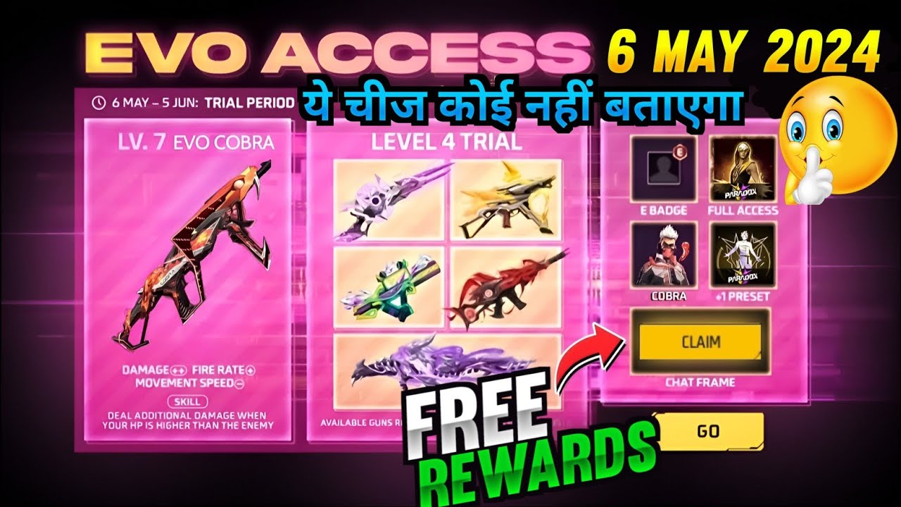 FREE FIRE EVO ACCESS 6 MAY | FF NEW EVENT | EVO ACCESS FULL DETAILS ...