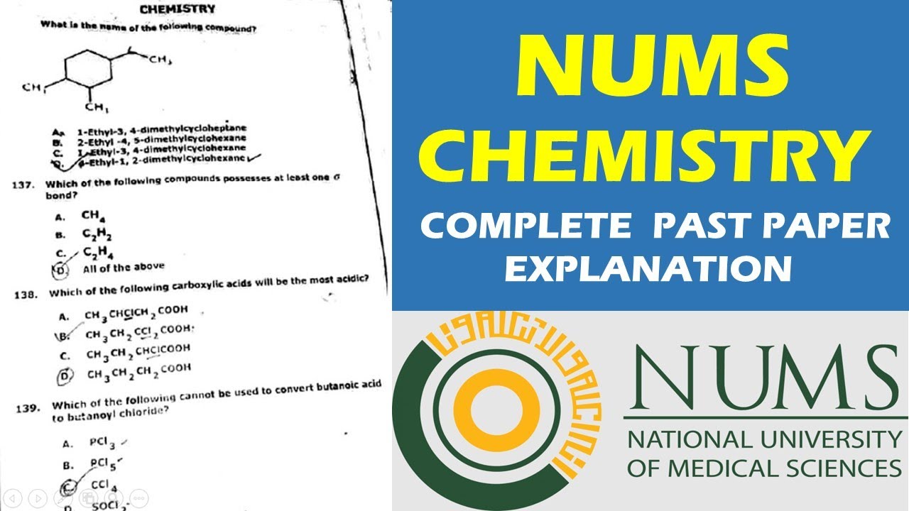 NUMS CHEMISTRY | NUMS PAST PAPERS | FULL PAPER DISCUSSION | MDCAT ...