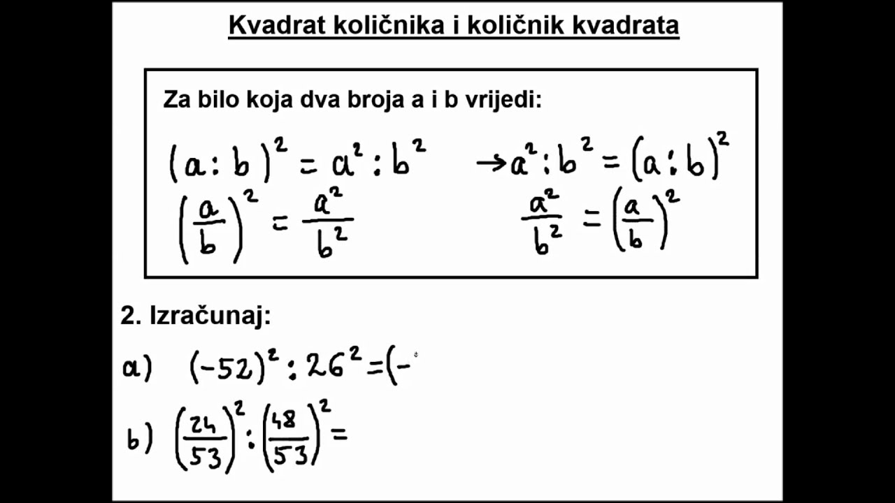 Kvadrat količnika i količnik kvadrata - YouTube