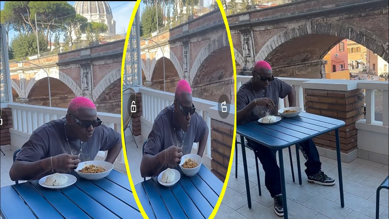 Ruger eating Eba and soup in Venice, Italy. - YouTube