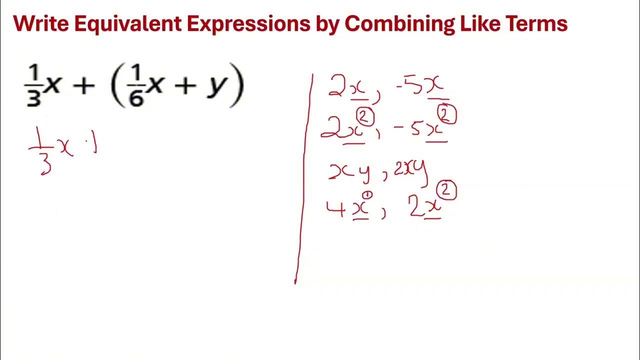 How to write Equivalent Expression by Combining Like Terms? (Grade 7 ...