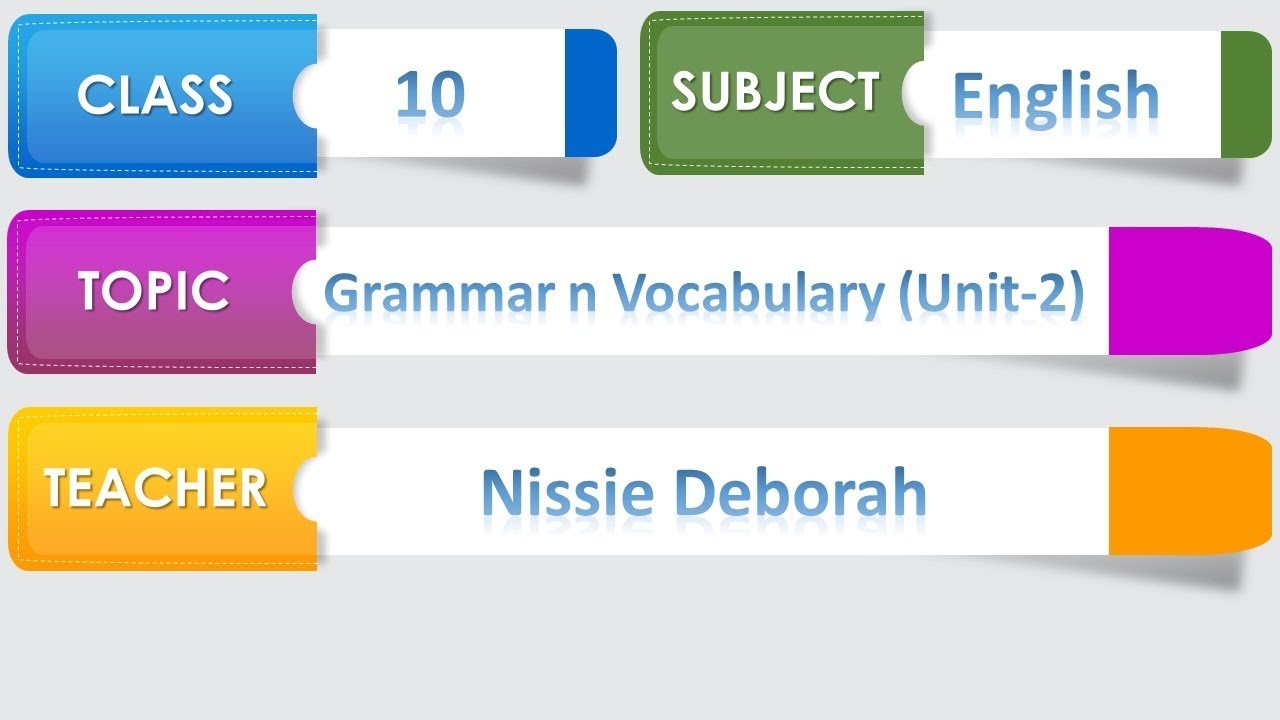 English | 10th Class | Grammar n Vocabulary (Unit-2) - YouTube
