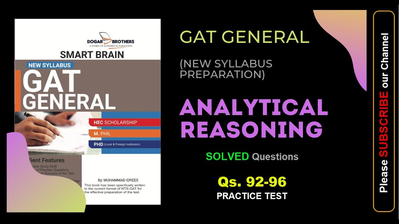 GAT Analytical Reasoning | Qs.92-96 Solved | GAT General Test Prepare ...