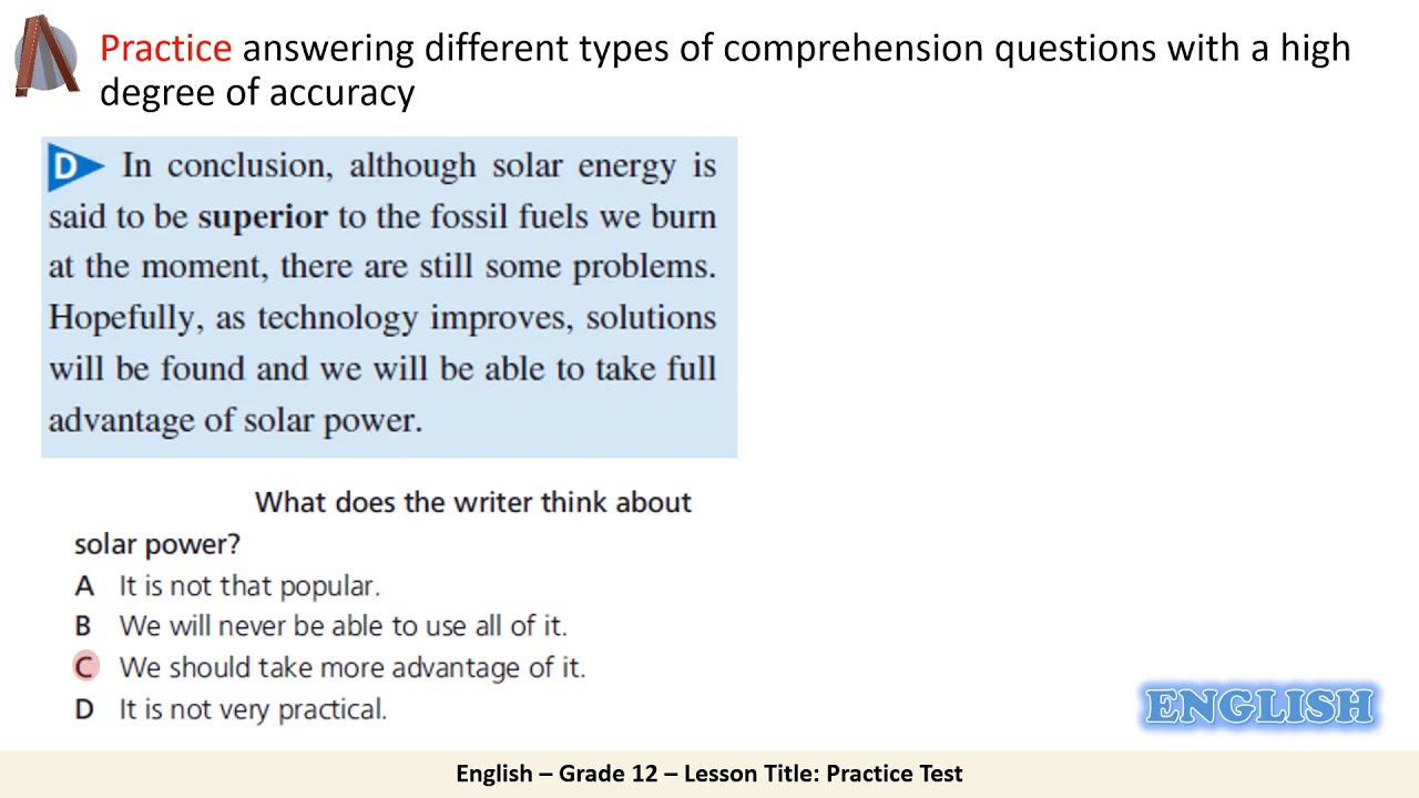 Grade 12 Science English Practice test 1 - YouTube