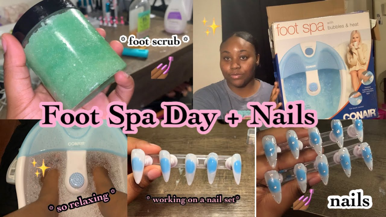 VLOG: Foot Spa Day , Selfcare Day + Nail Set - YouTube