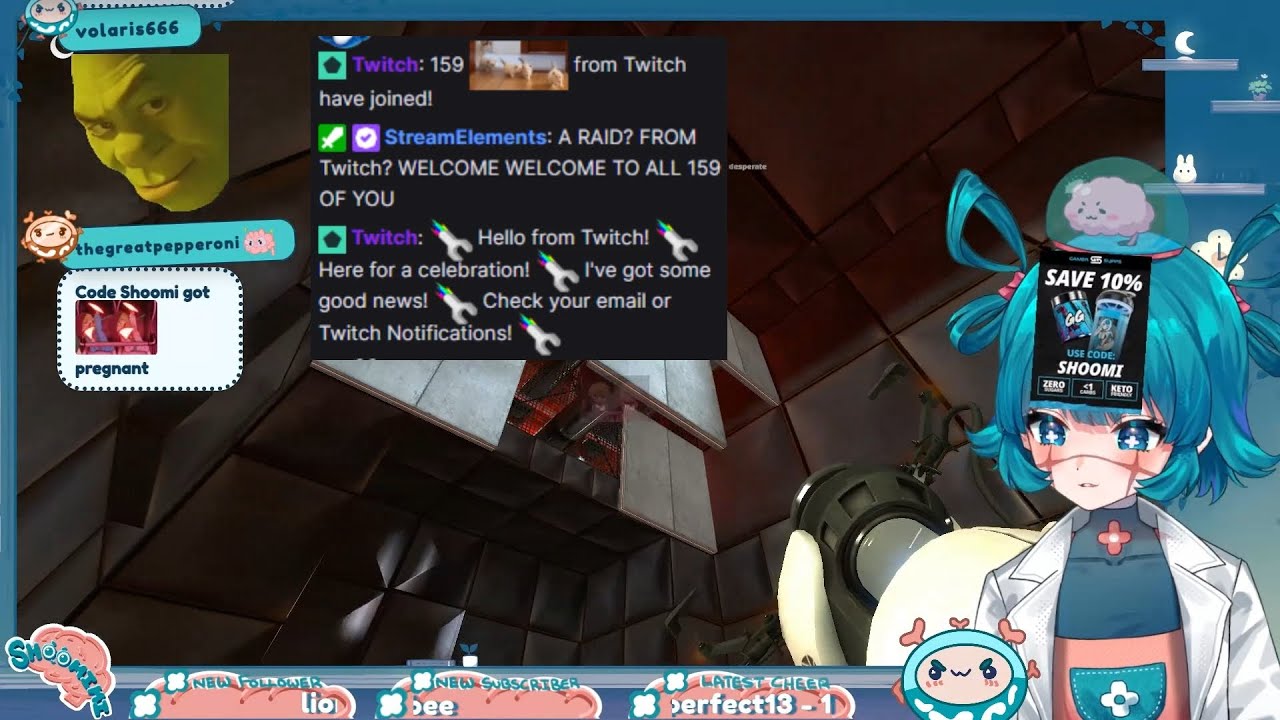 Twitch raids Shoomimi for getting partner program - YouTube