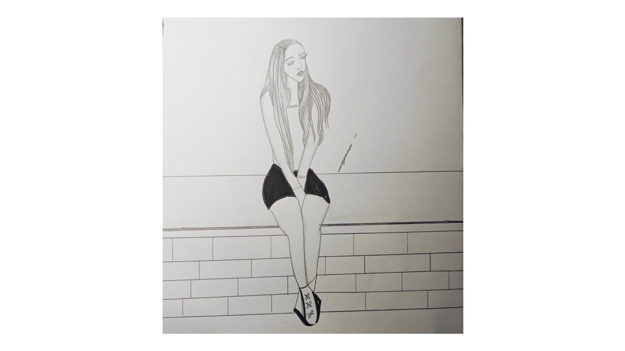 How to draw a girl sitting alone in balcony||easy drawing video||pencil ...