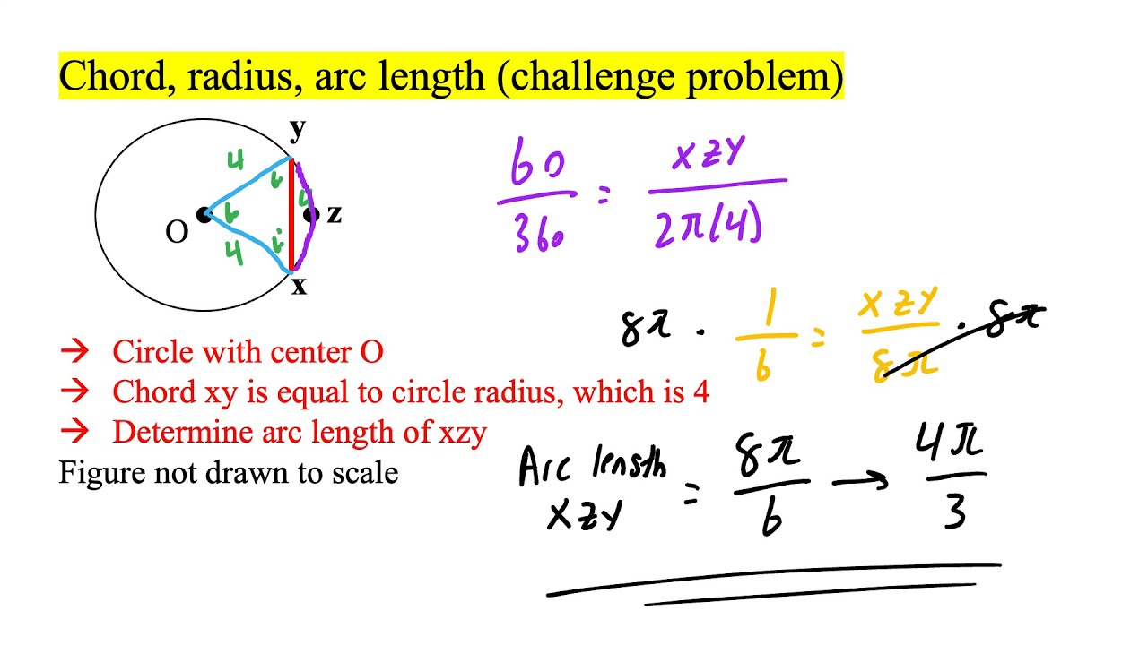 Chord, radius, arc length (challenge problem) - YouTube