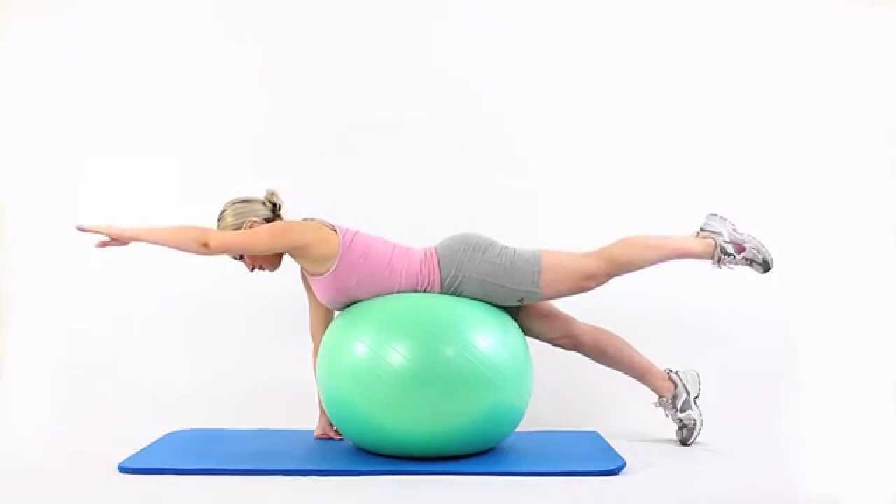 Swiss ball superman arm and same side leg - YouTube