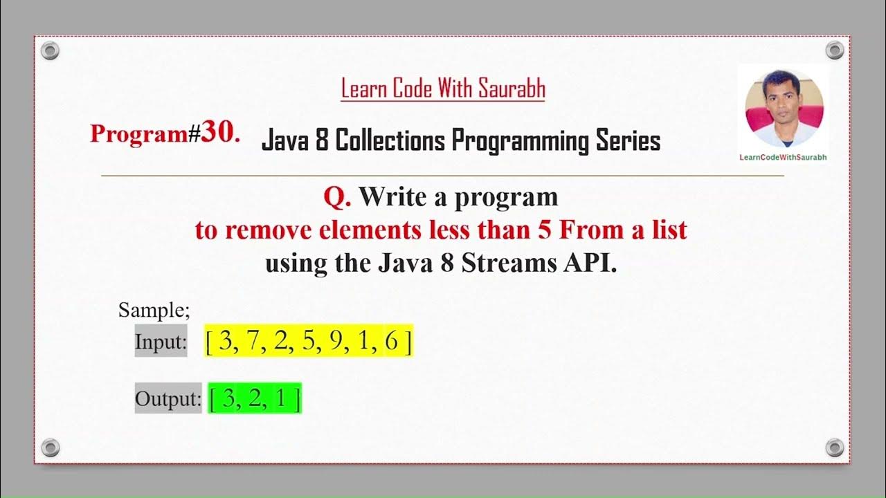Java Interview Questions and Answers Q30 Remove Elements Less Than 5 from a List using Java8 ...