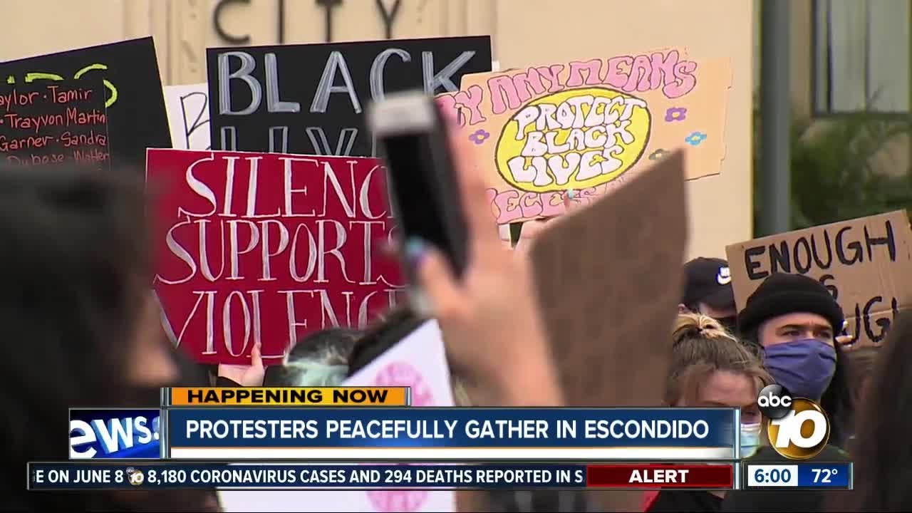 Demonstrators gather in Escondido for protest - YouTube