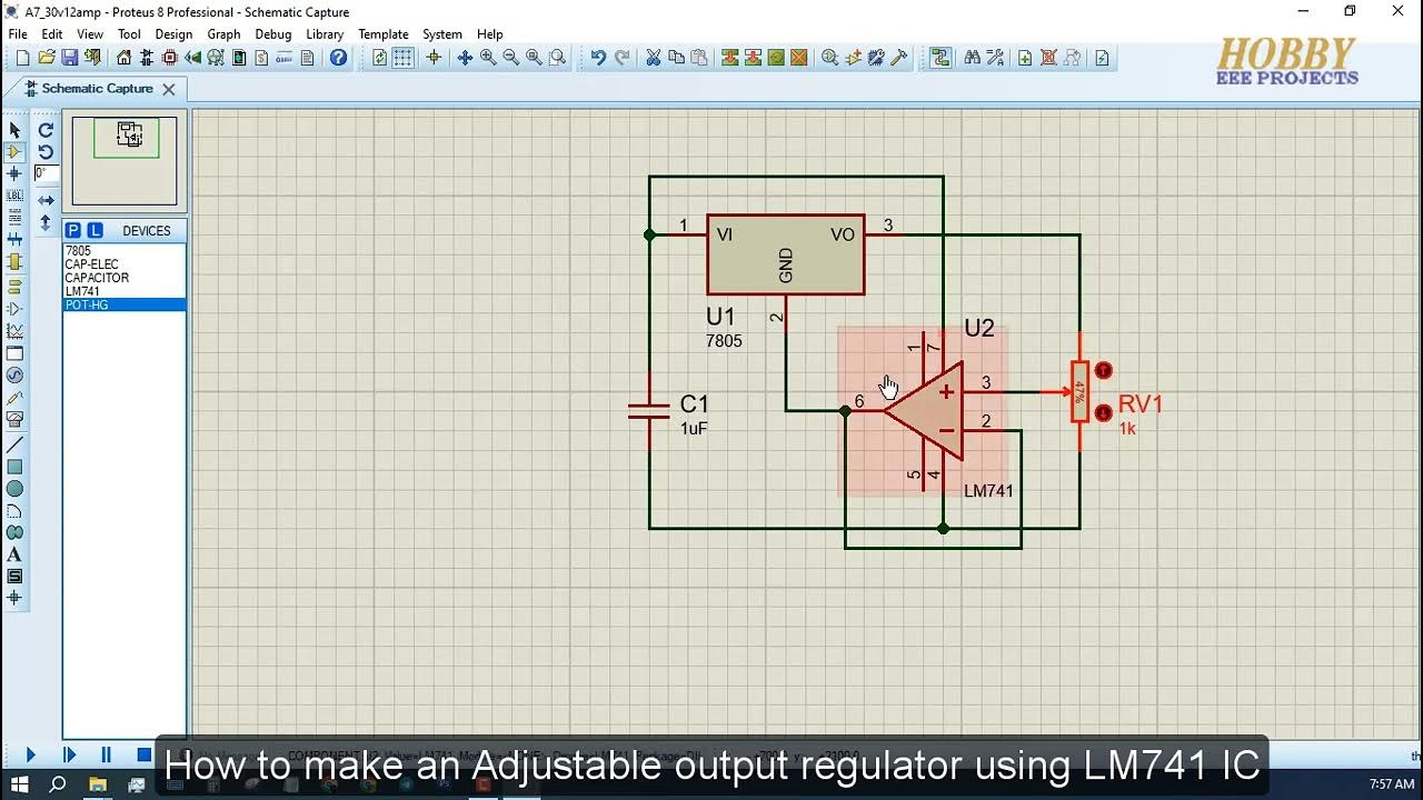 How to make an Adjustable output regulator using LM741 IC | LM7805 - YouTube
