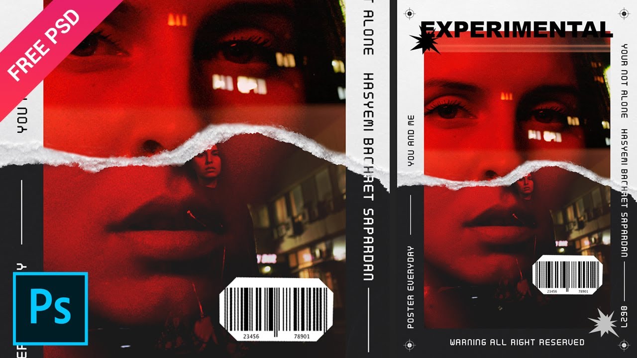 Torn Paper Experimental Poster Design - Tutorial Photoshop 2020 - YouTube