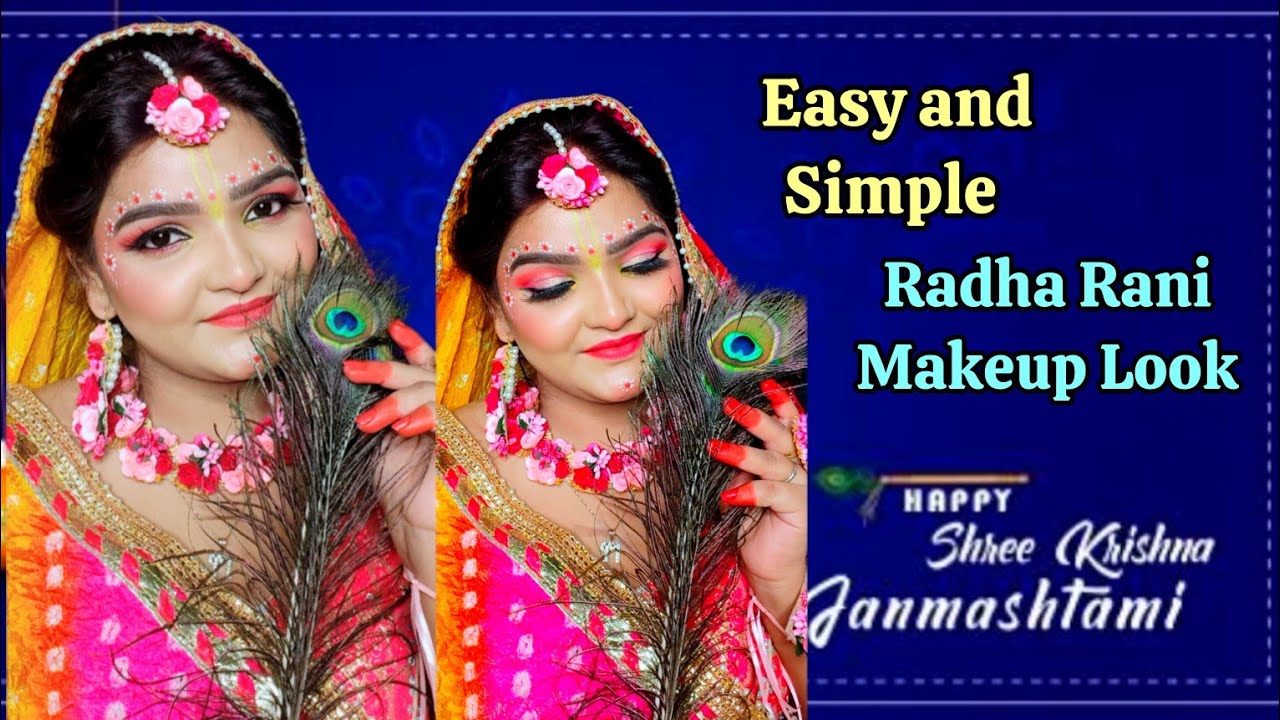 Easy Radha Rani Makeup Look🦚/ Janmashtami Special Radha Rani Makeup ...