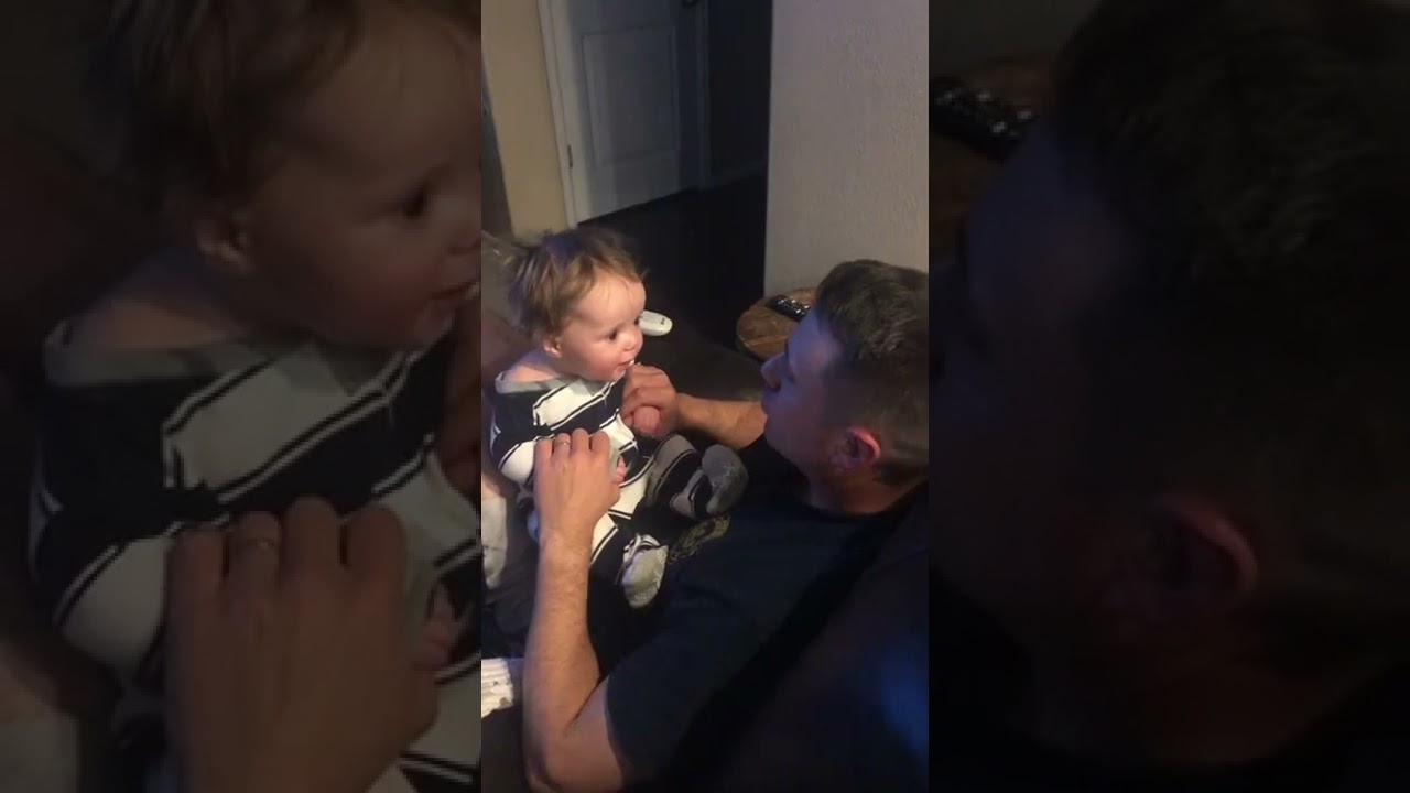 Adorable Infant Mimics Dad's Funny Sounds - YouTube