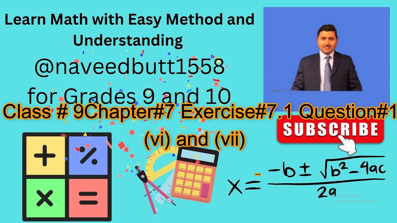 Math 9th Class Chapter # 7 Exercise # 7.1 Question # 1 (vi) and (vii ...
