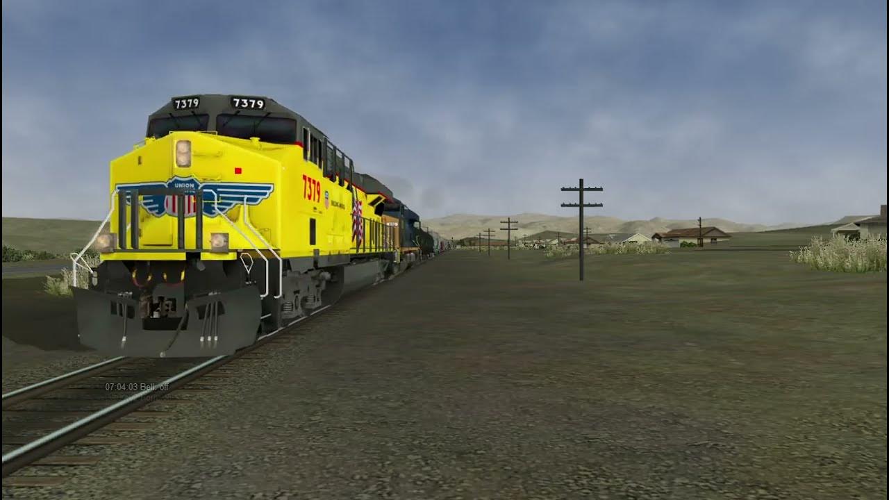 ORTS: Fast UP C45ACCTE #7379 Repainted GEVO EB MRONP-24 With A CSX Unit At Helper, UT - YouTube