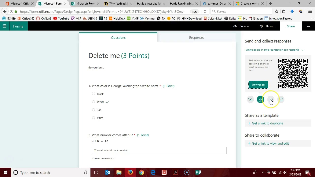 Office 365 Forms - Sharing Options - YouTube